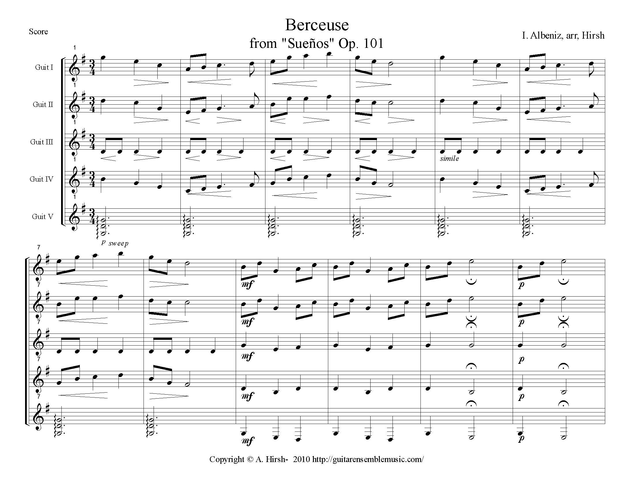 Berceuse by Isaac Albéniz (E)